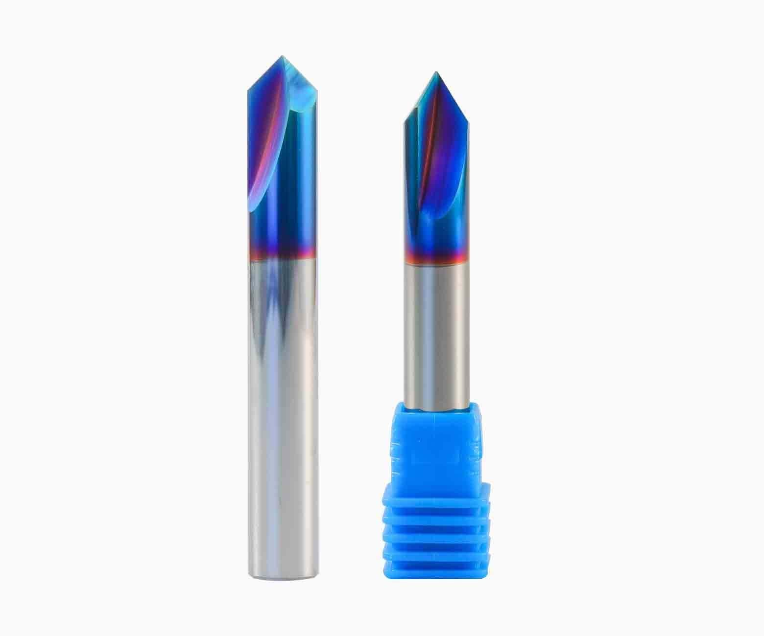 Blue Coating Carbide Chamfer End Mills HRC55 - hdktools.com